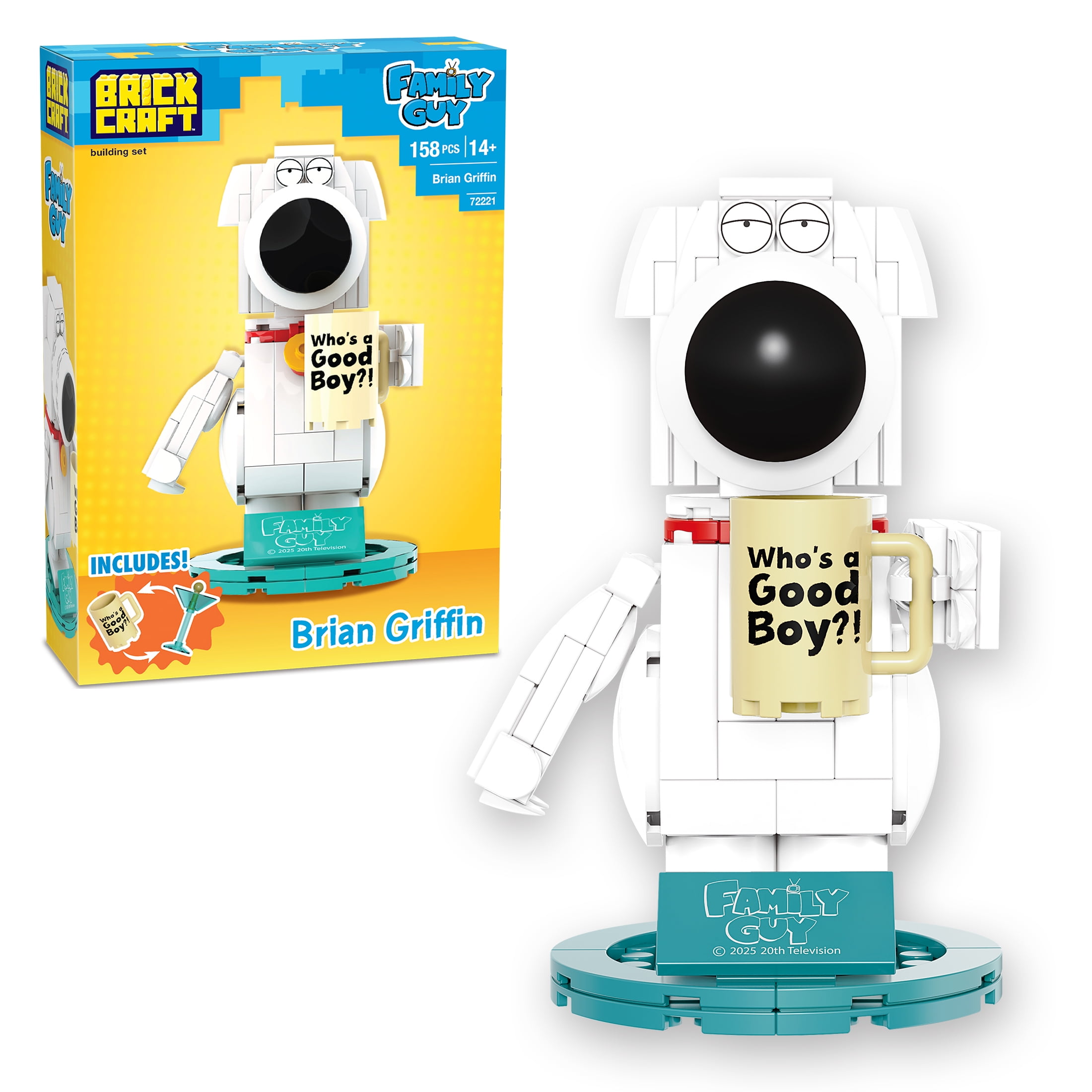 Brickcraft Family Guy Brian Griffin Building Kit (158-Piece Set), Buildable Figure with Mug ...