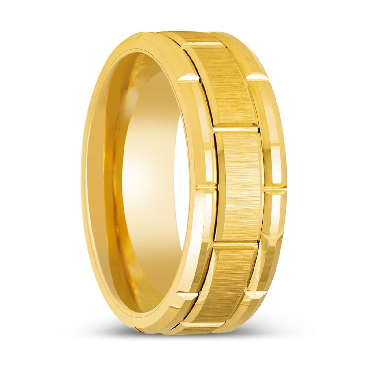 BRICKCRAFT | Yellow Tungsten Ring, Yellow Brick Pattern Design ...