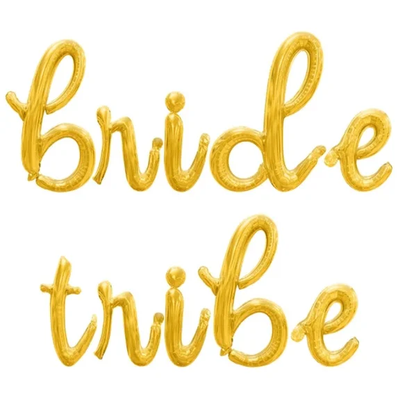 BRIDE TRIBE Cursive Script Letter Balloon Banner - Bachelorette Party ...