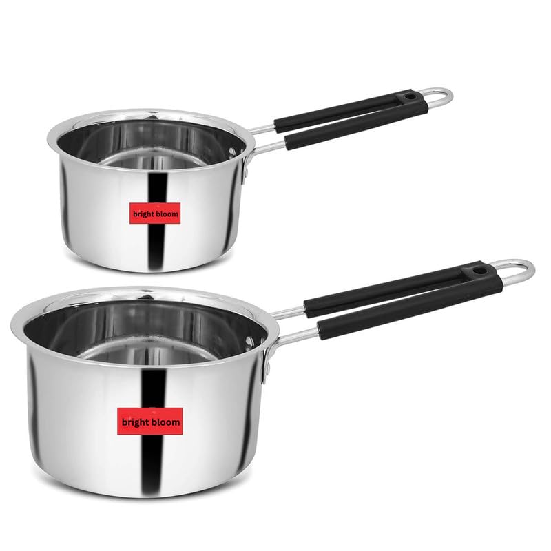 BRIGHT BLOOM Heavy Stainless Steel Sauce Pan 1 15 Litre Gas Stove ...