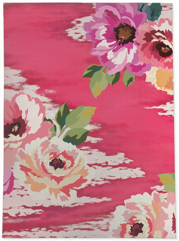 BRIGHT FLORAL RUBY Area Rug By Kavka Designs - Walmart.com