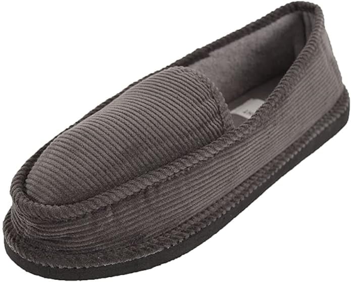 BRIGHT Men's Comfort Casual Corduroy House Shoes Slippers Navy-Size 14 ...