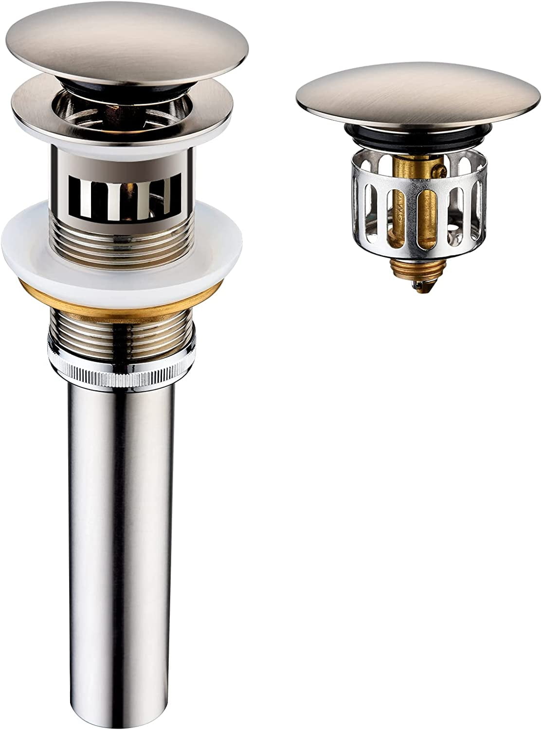 BRIGHT SHOWERS Bathroom Sink Drain with Overflow Pop-Up Drain Stopper ...