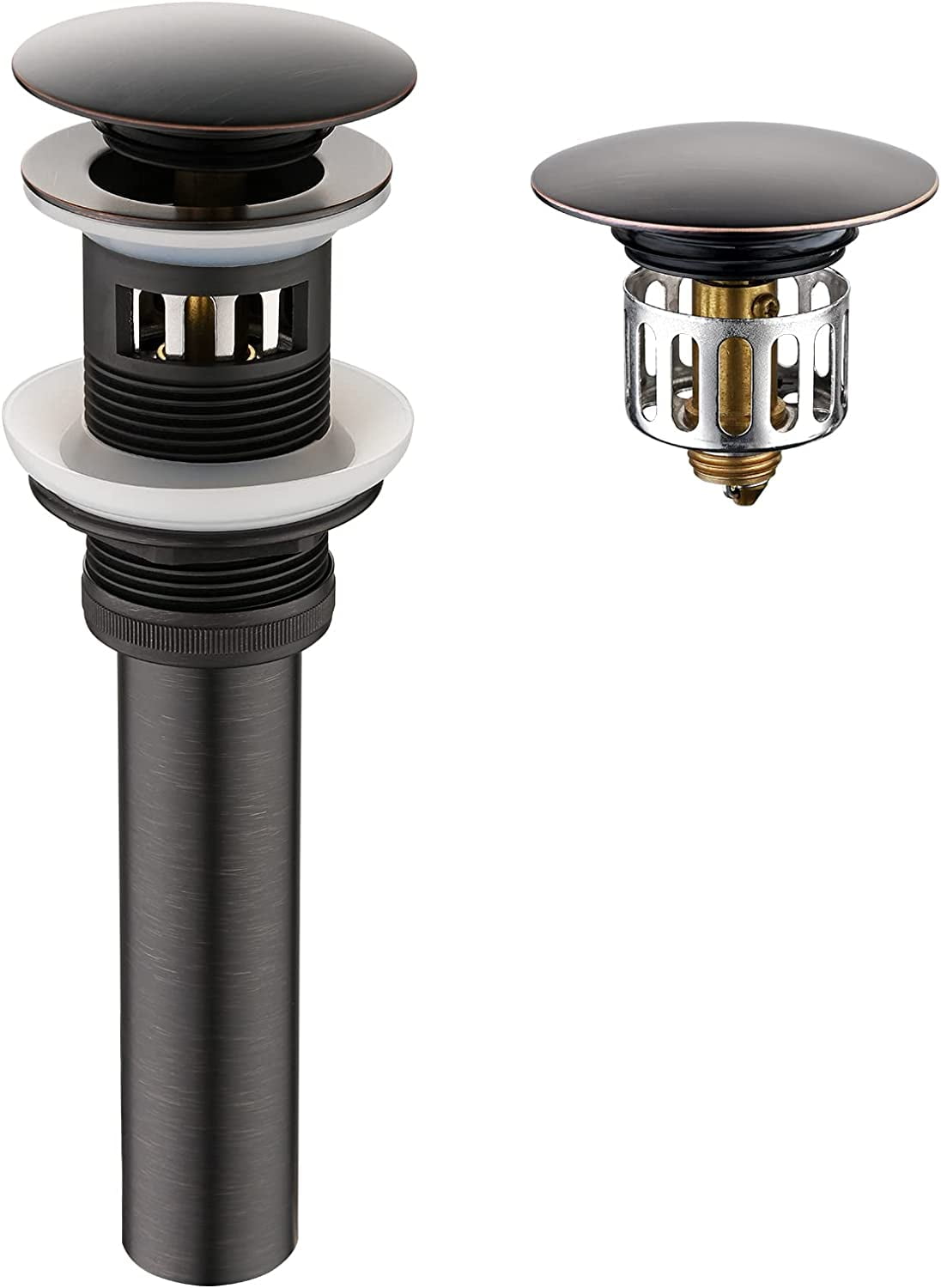 BRIGHT SHOWERS Bathroom Sink Drain with Overflow Pop-Up Drain Stopper ...