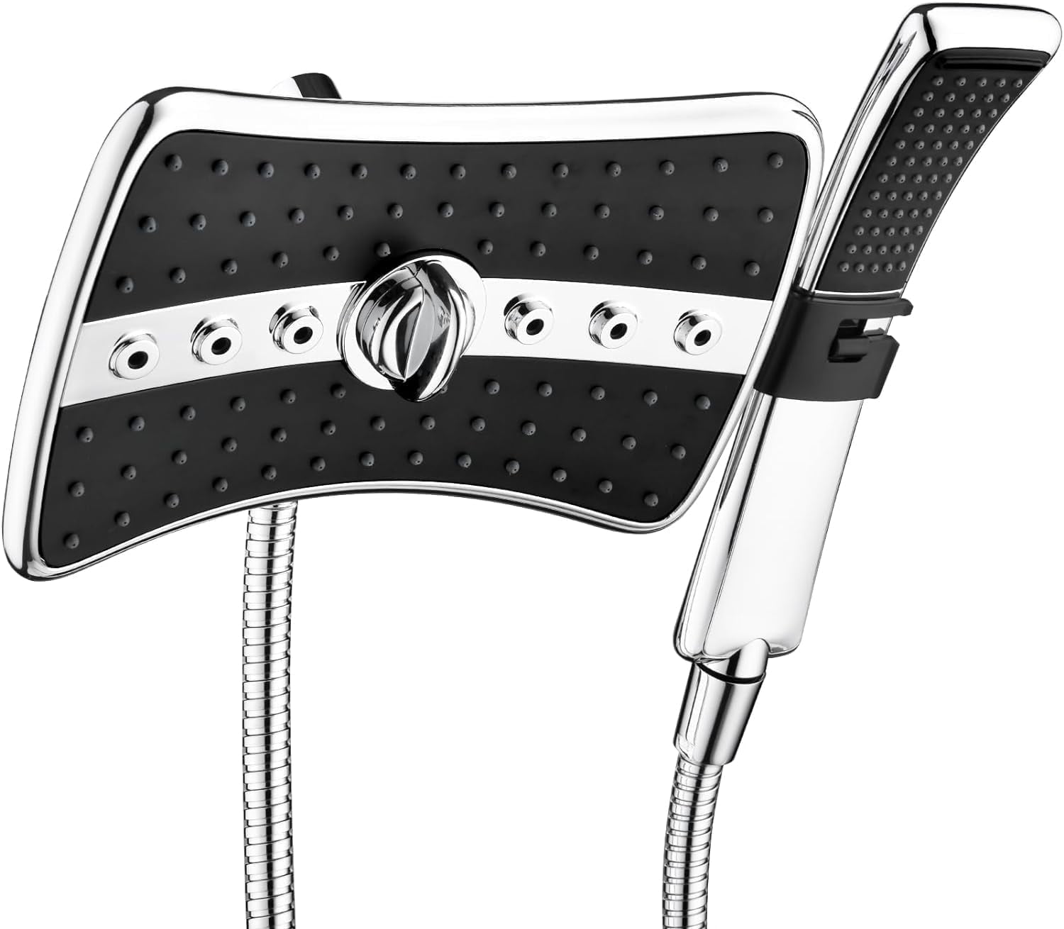 Free Shipping! Bright Showers Dual Shower Head Set Chrome and Black ...