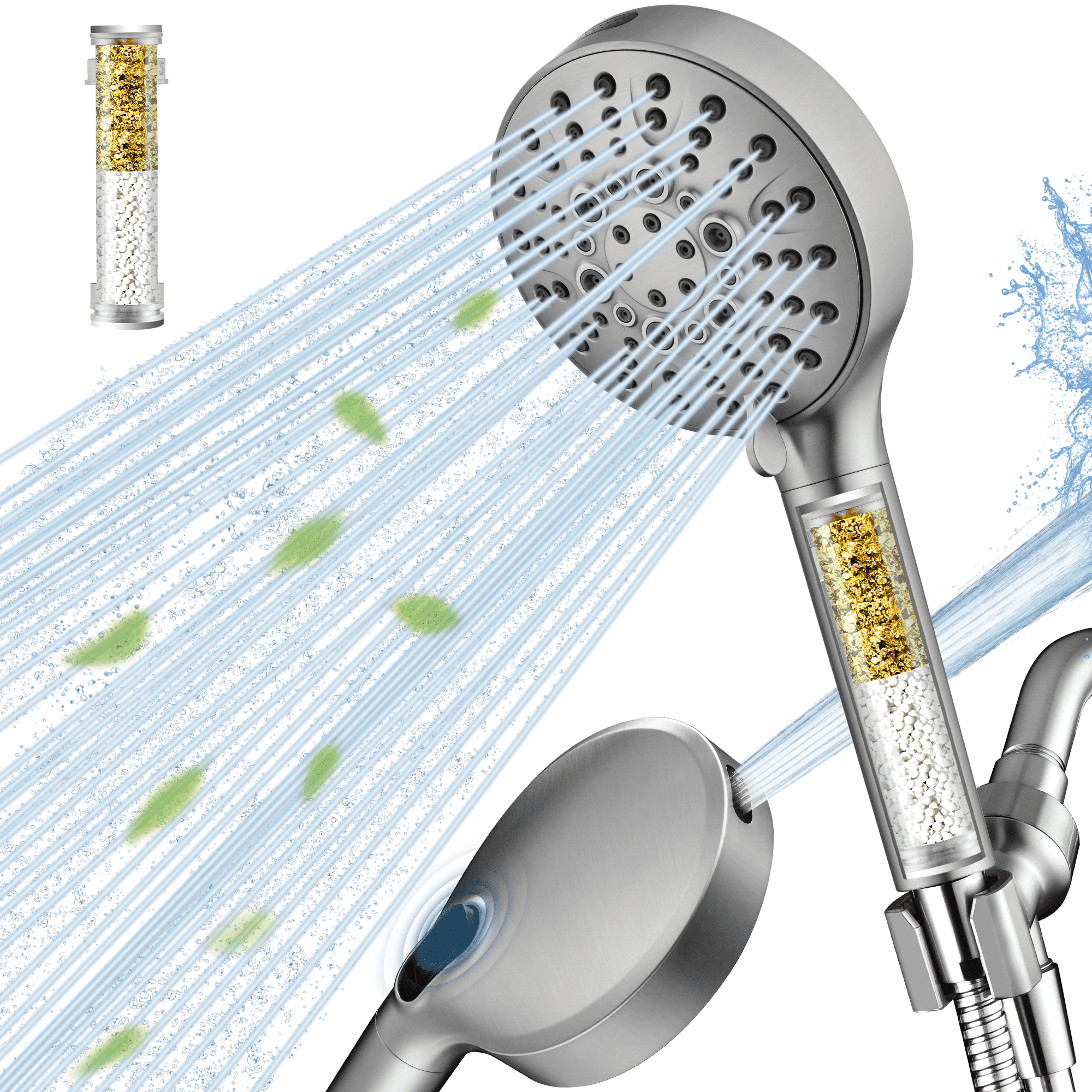 BRIGHT SHOWERS Filtered Shower Head with Handheld, High Pressure 9 ...