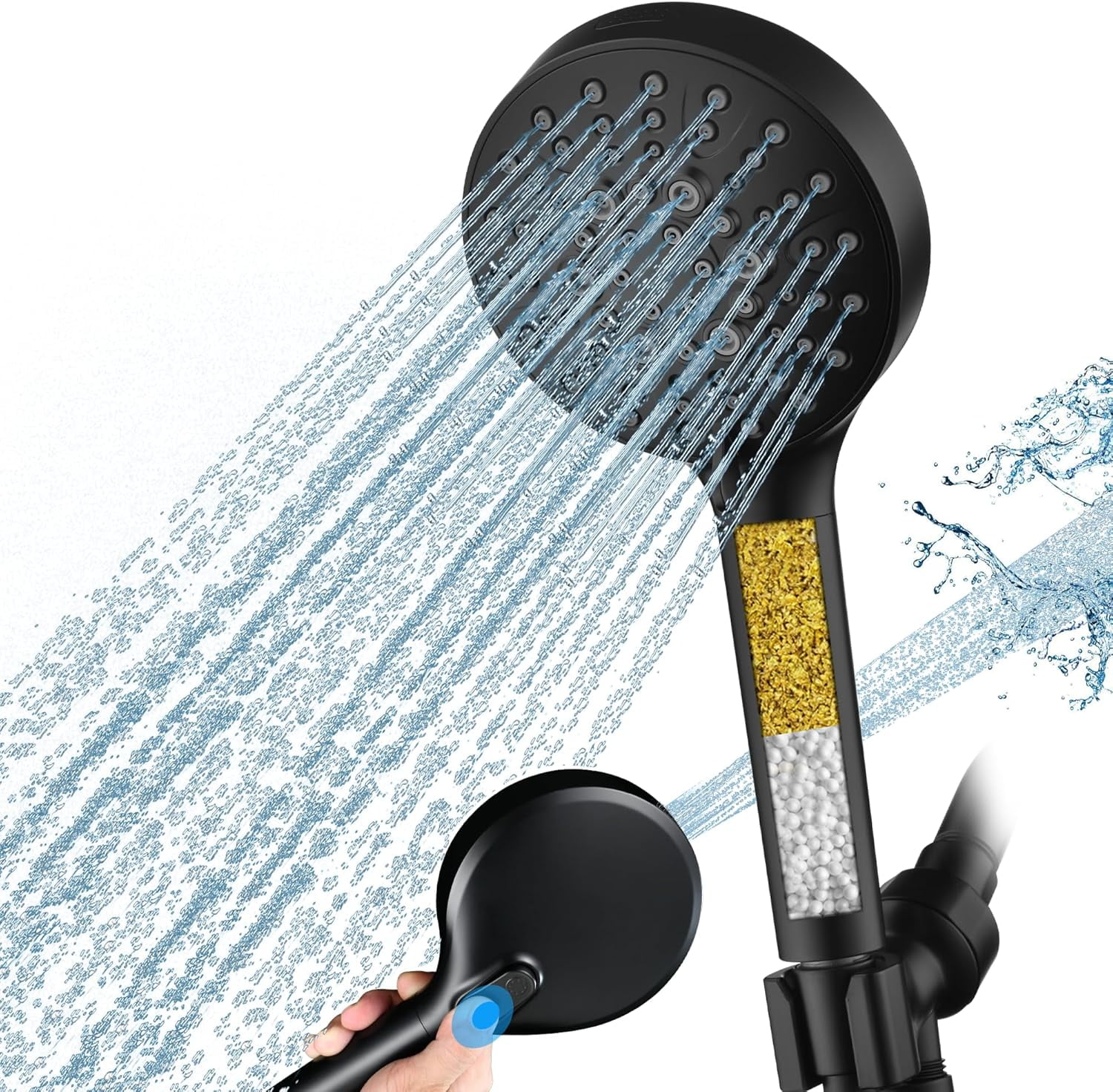 BRIGHT SHOWERS Filtered Shower Head with Handheld, High Pressure 9 ...