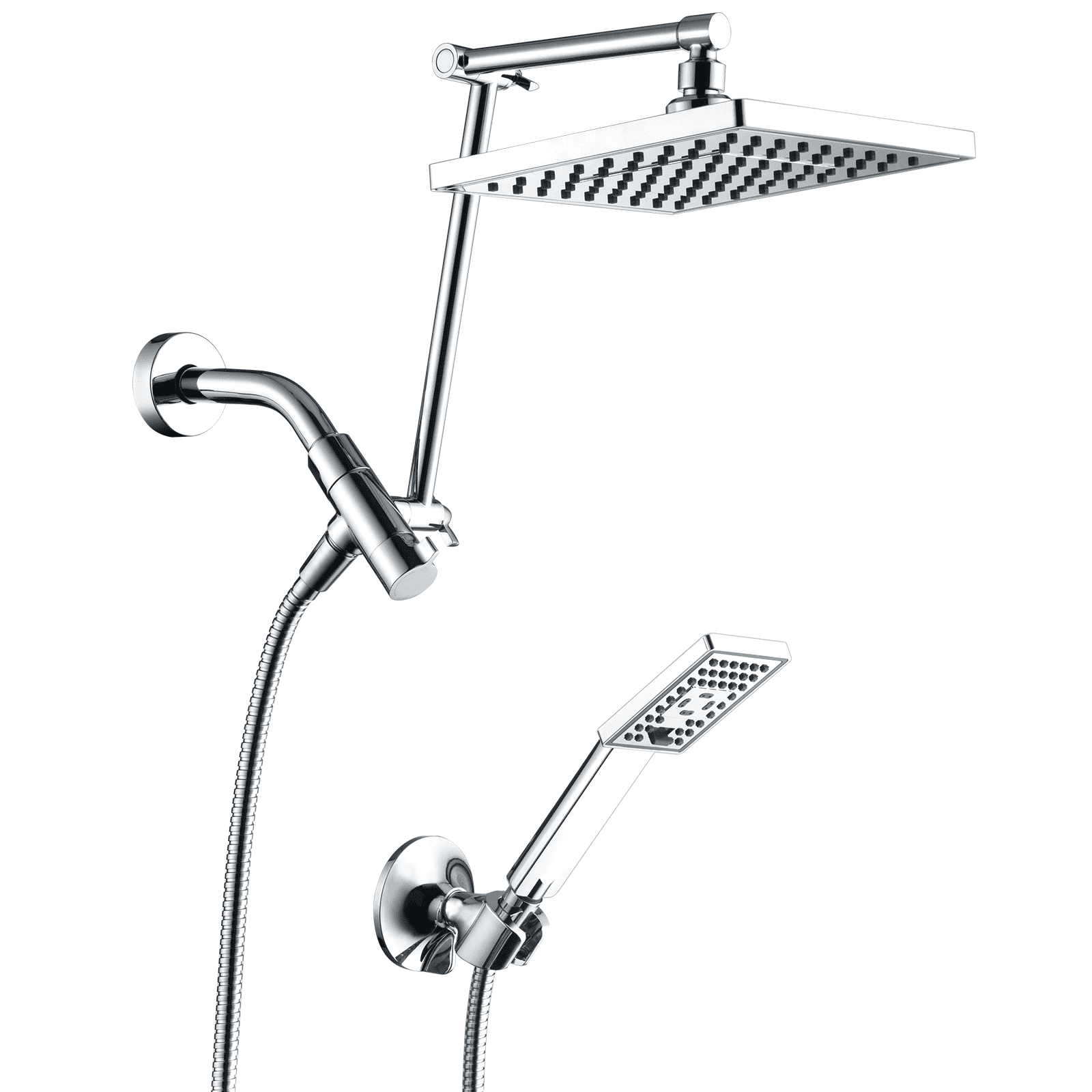 BRIGHT SHOWERS High Pressure Rain Shower Head Combo with Double ...
