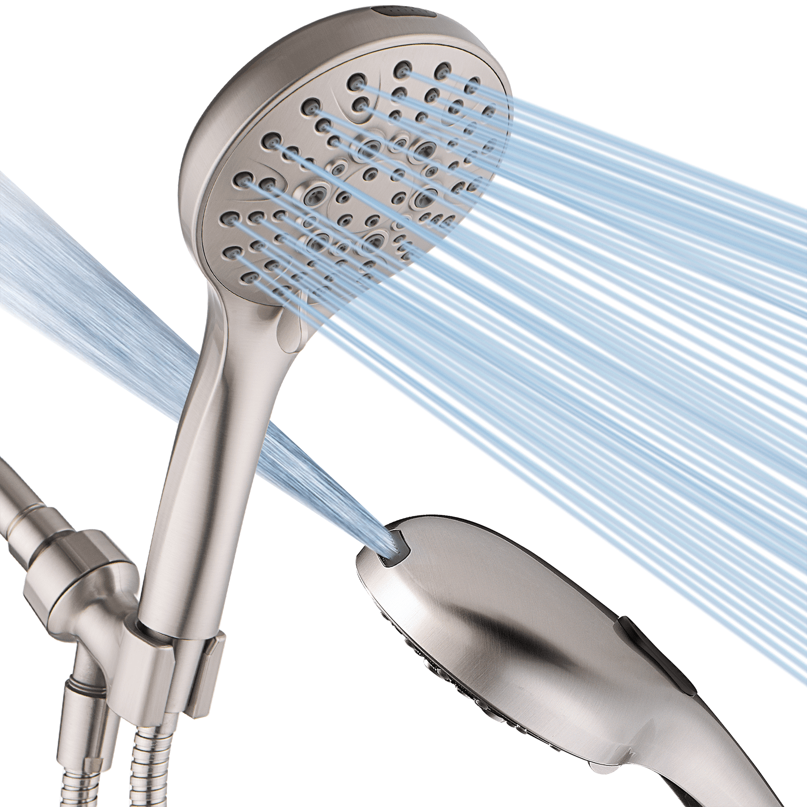 BRIGHT SHOWERS High Pressure Shower Head with Handheld, 9 Spray ...