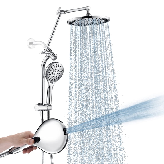 BRIGHT SHOWERS Rain Shower Head with Handheld Spray, High Pressure Dual ...