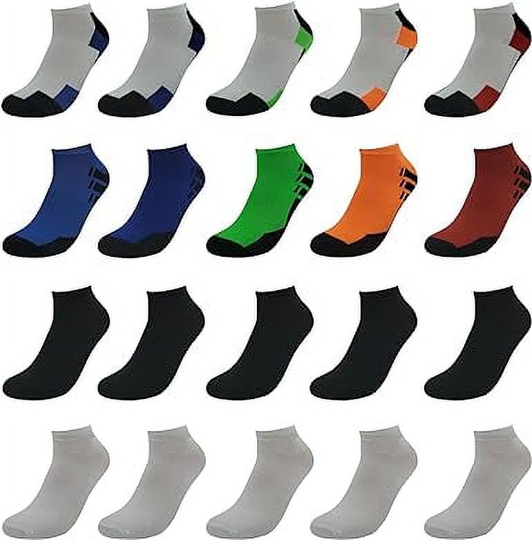 BRIGHT STAR Men’s Low Cut Ankle Socks, 20-Pair | Durable Polyester ...
