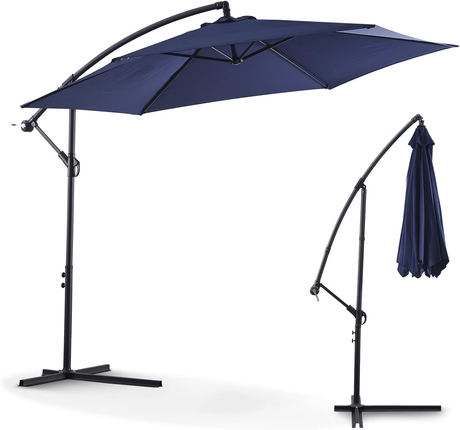 BRIGHTFAR 3m Cantilever Garden Parasol with Cross Back Banana Parasol ...