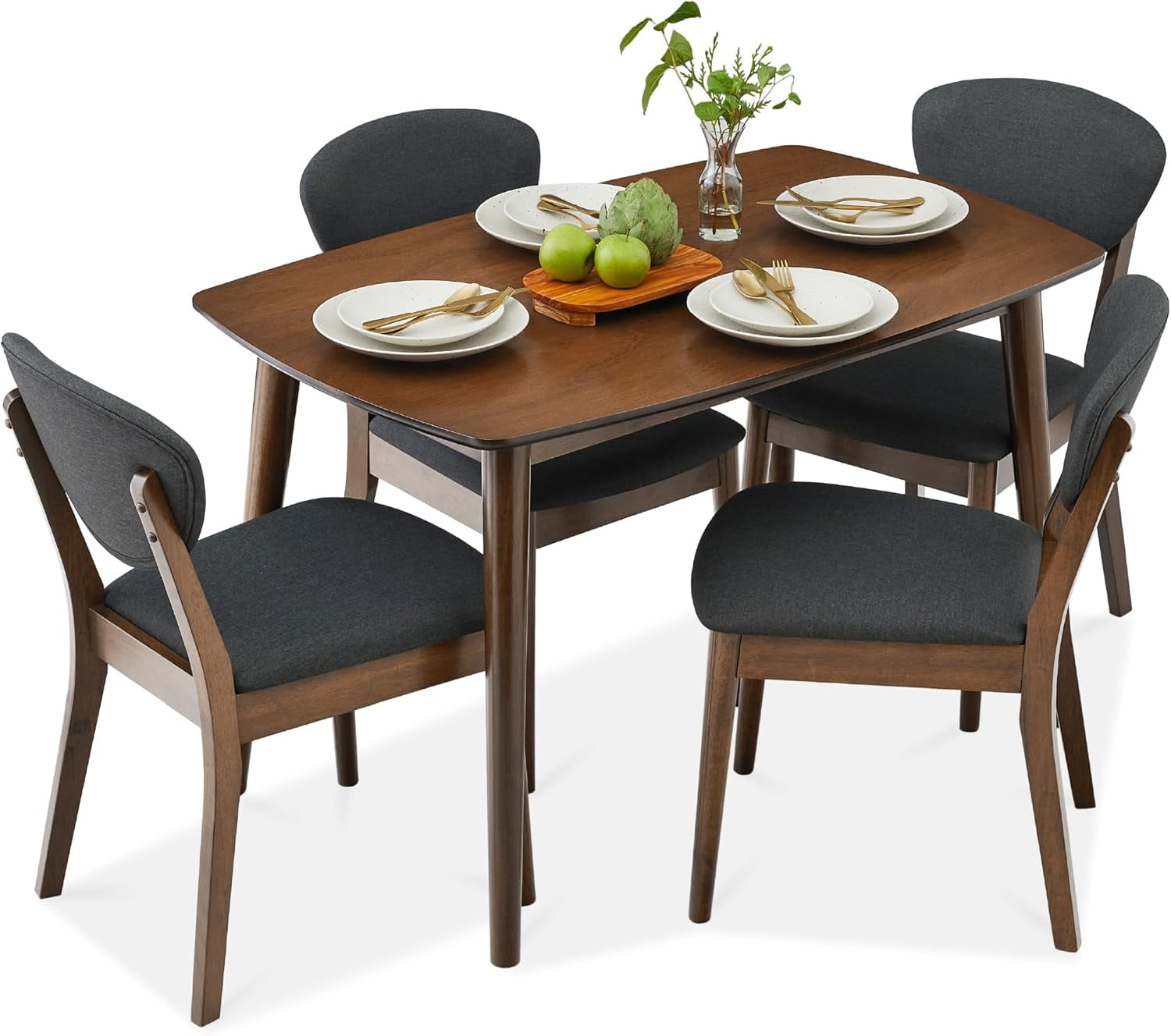 BRIGHTFAR 5-Piece Dining Set, Compact Mid-Century Modern Table Chair ...