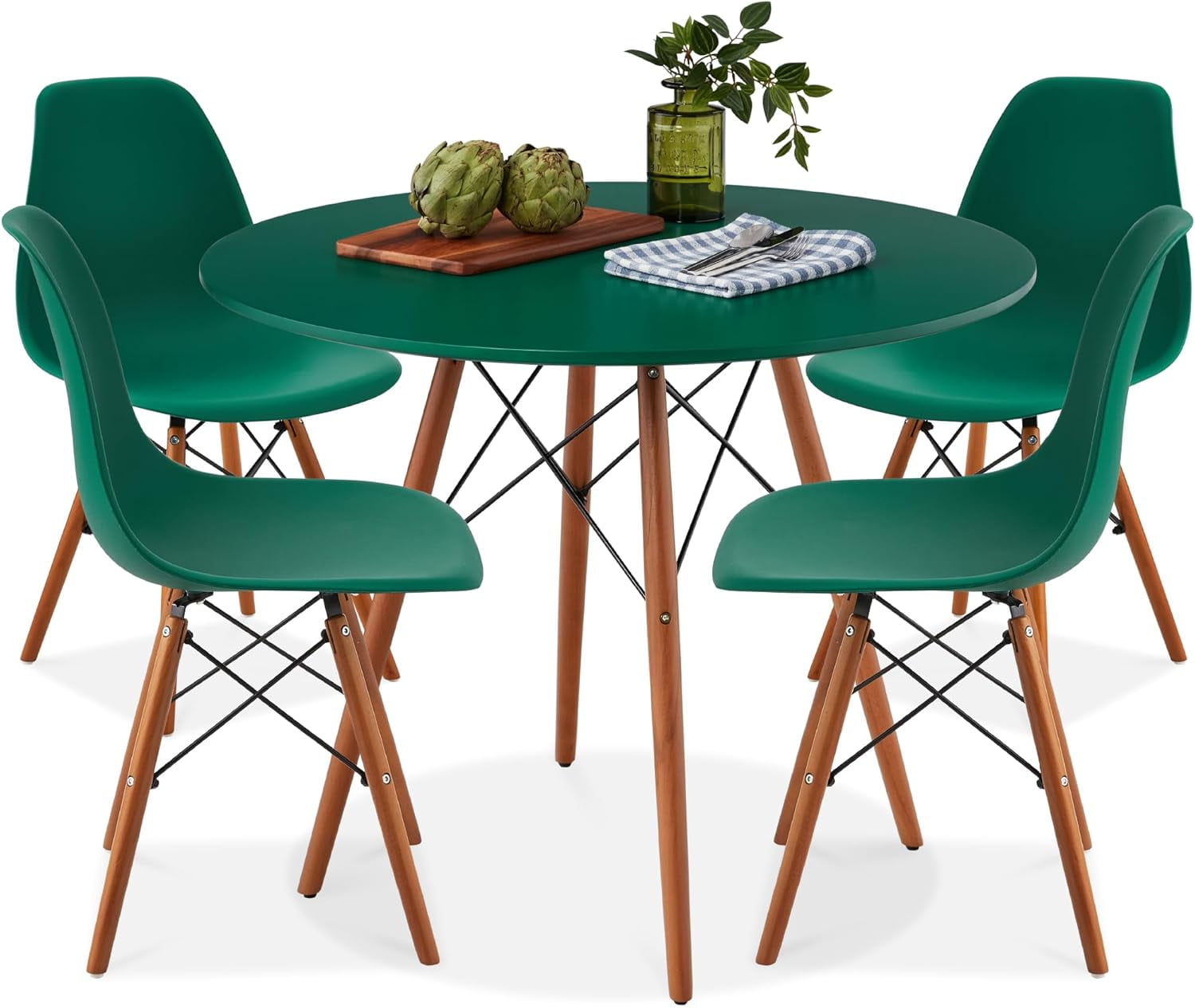 BRIGHTFAR 5-Piece Dining Set, Compact Mid-Century Modern Table Chair ...