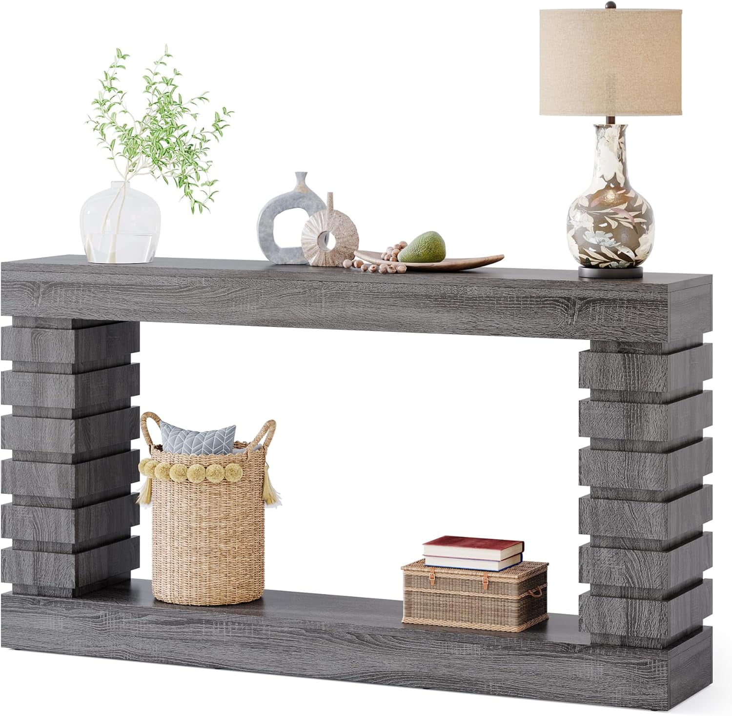 BRIGHTFAR 70.8-Inch Long Console Table, Wood Entryway Table with ...