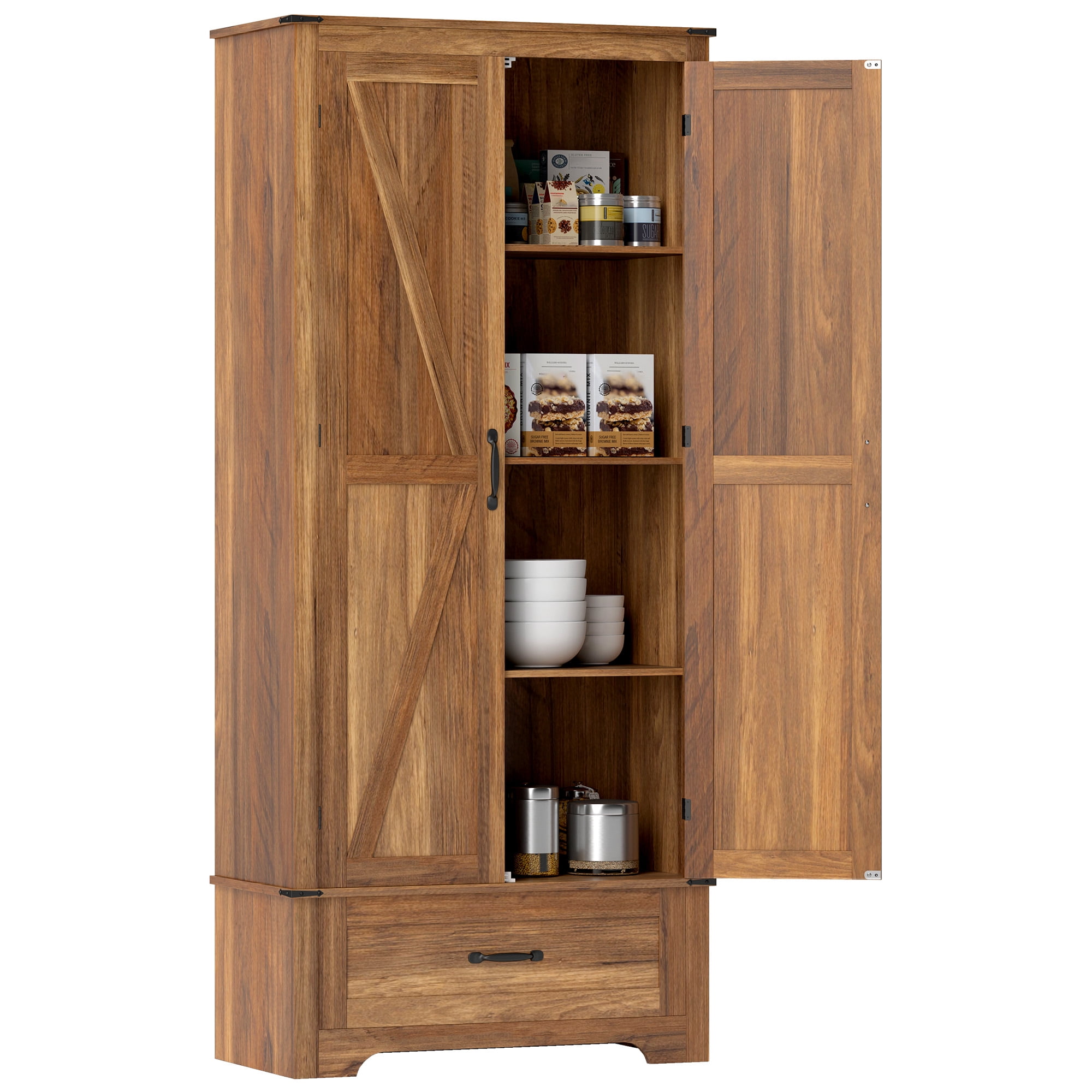 BRIGHTFAR 72" Tall Farmhouse Kitchen Pantry Cabinet - Kitchen Storage ...