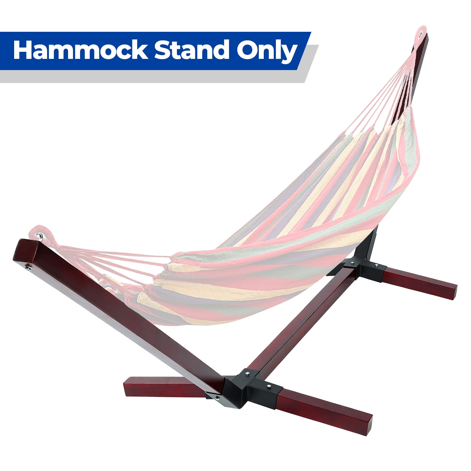 BRIGHTFAR Adjustable 12-14 ft Wooden Hammock Stand, Outdoor Larch Wood ...