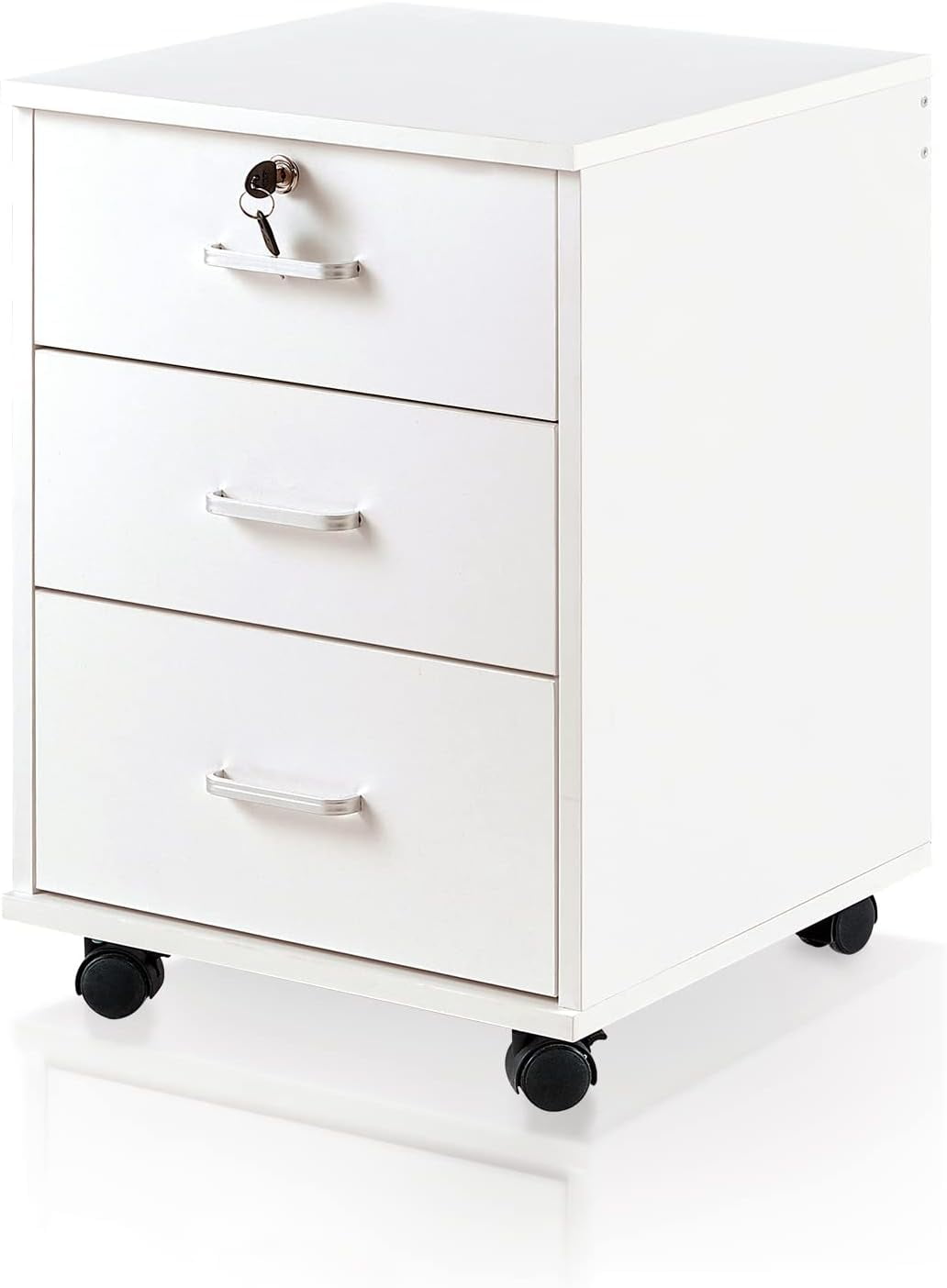BRIGHTFAR Mobile File Cabinet with 3 Drawers, Lockable Storage Unit ...