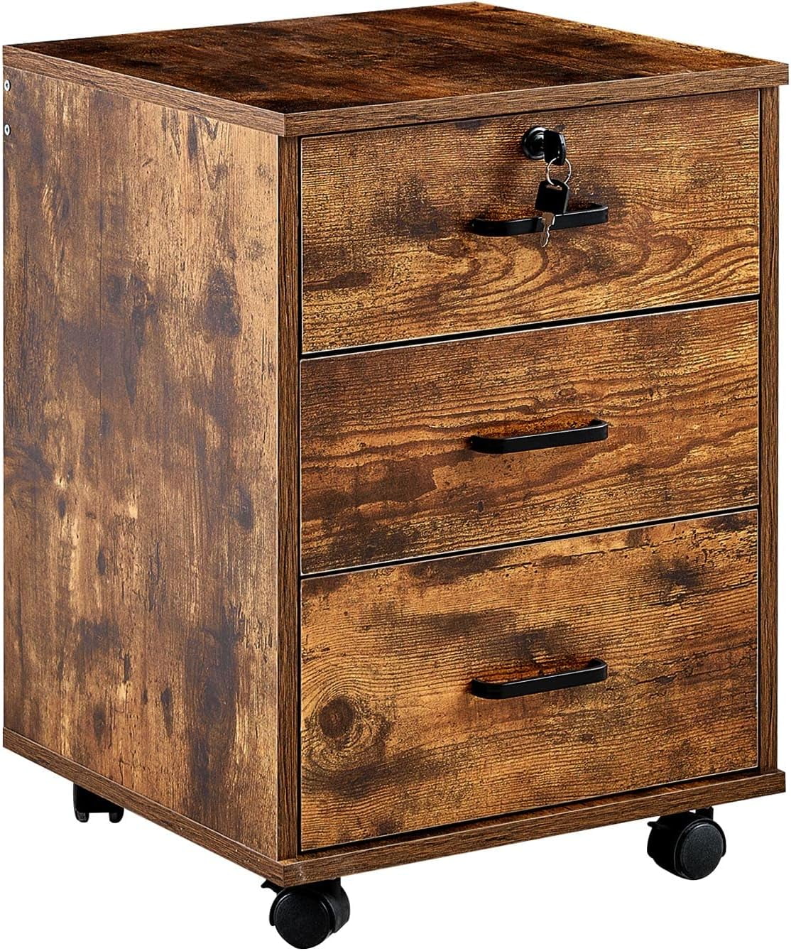 BRIGHTFAR Mobile Office Cabinet with 3 Drawers(1 Lockable), Under Desk ...