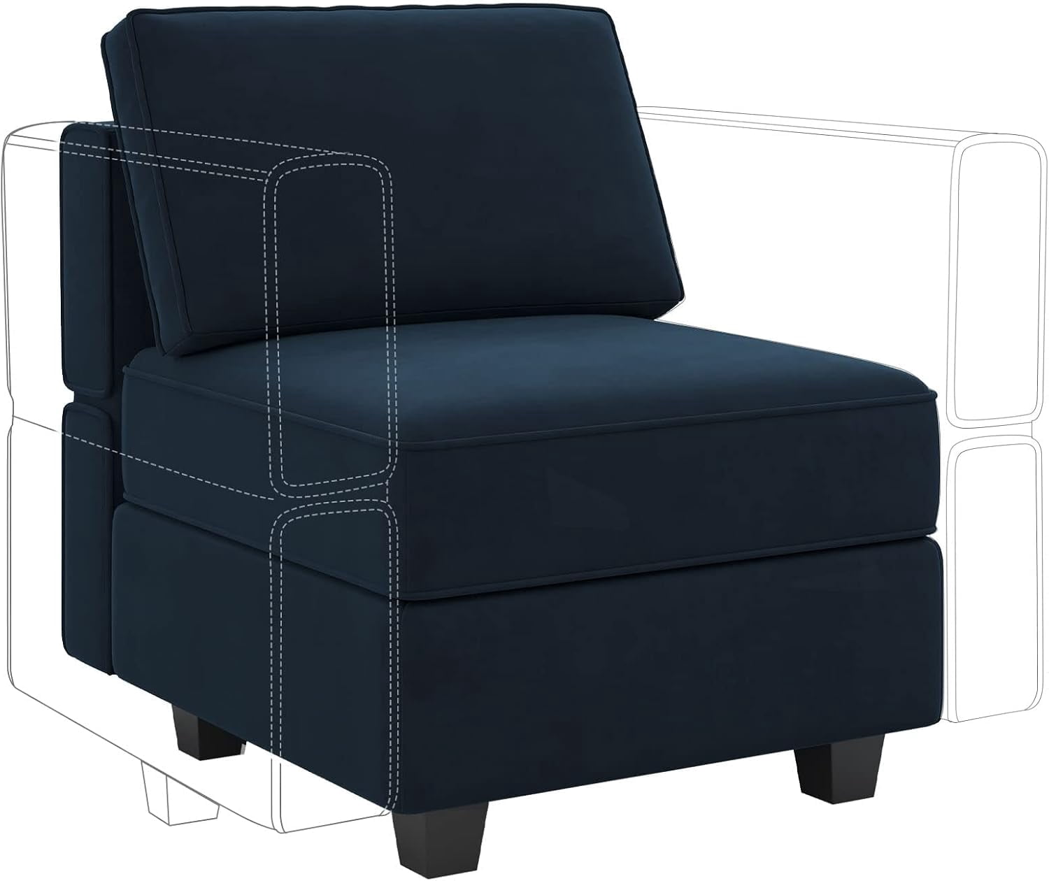 BRIGHTFAR Modular Sectional Arm Chair Accent Chair with Storage Seat ...