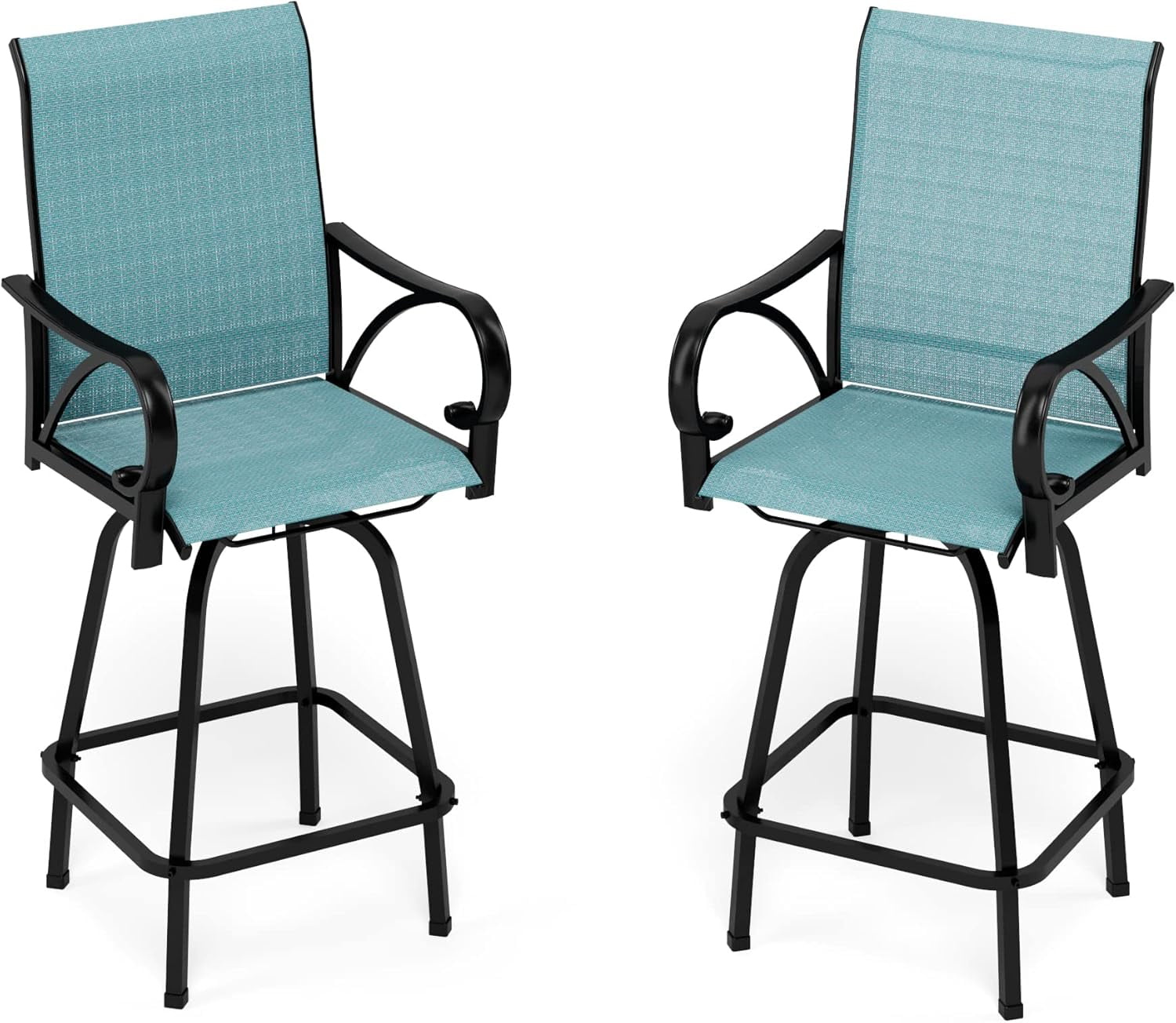 BRIGHTFAR Patio Bar Stools Set of 2, Outdoor Swivel Bar Height Patio ...