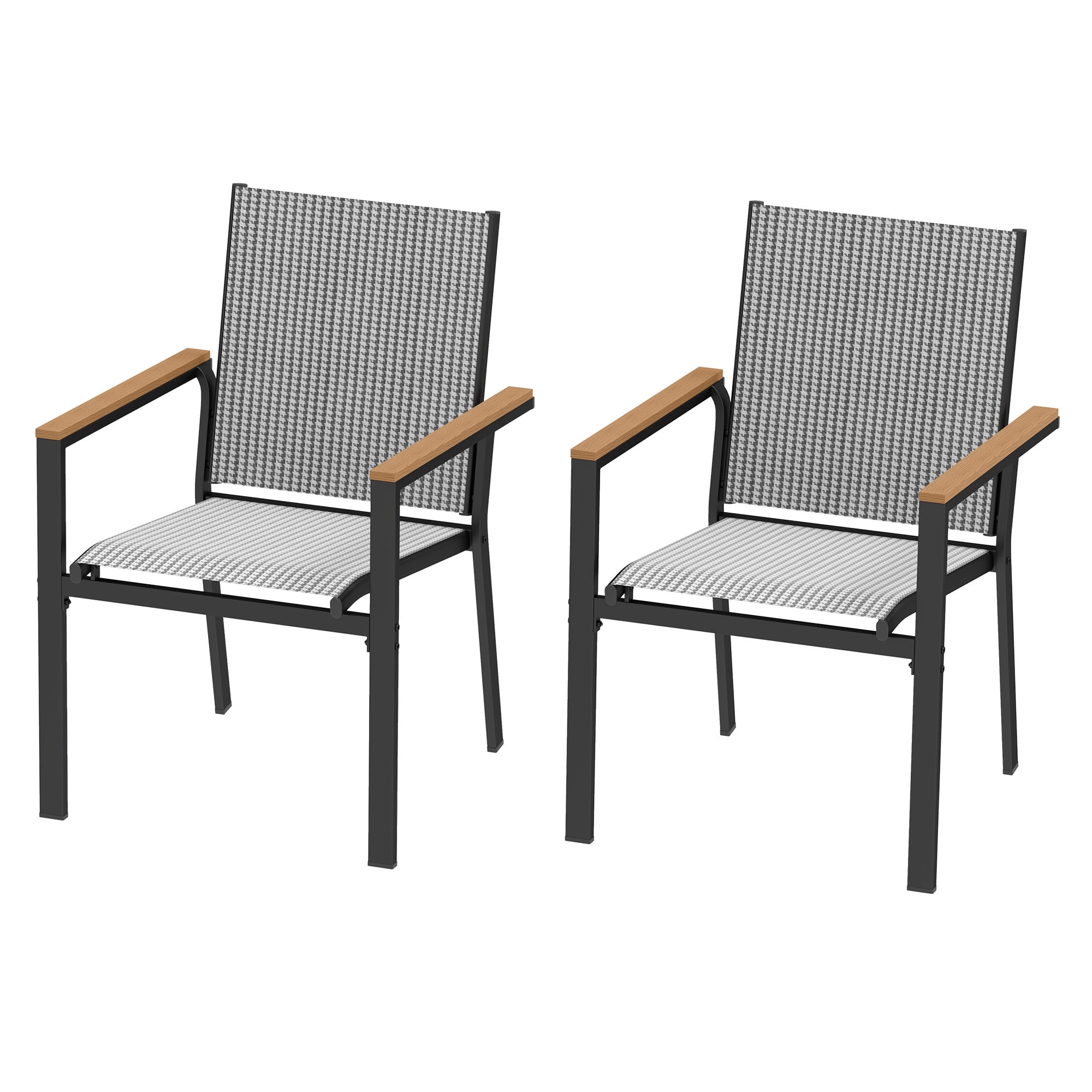 BRIGHTFAR Set of 2 4 6 Stackable Patio Chairs Conversation Breathable ...