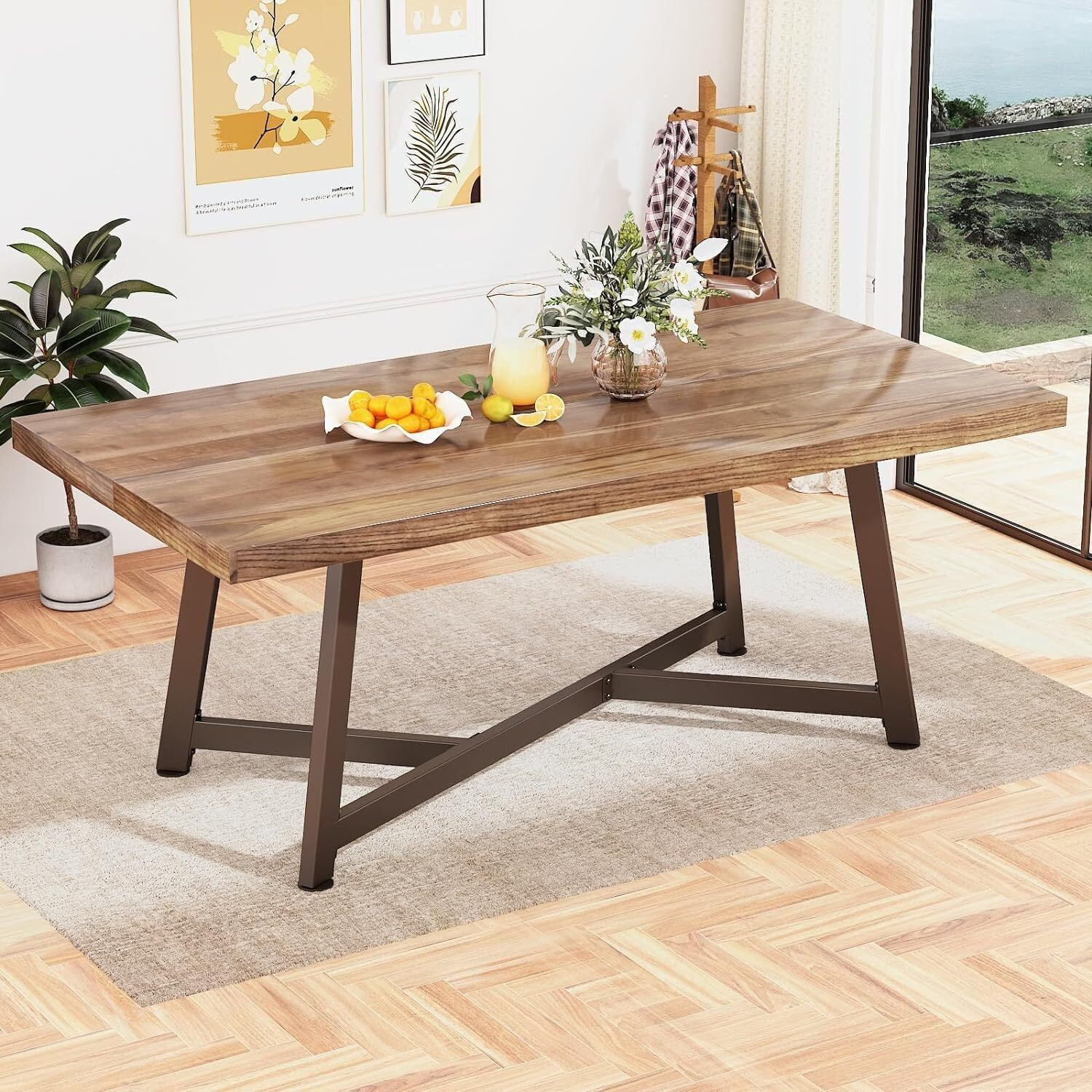 BRIGHTFAR Solid Wood Dining Bench,Farmhouse Decor Indoor Kitchen Table ...