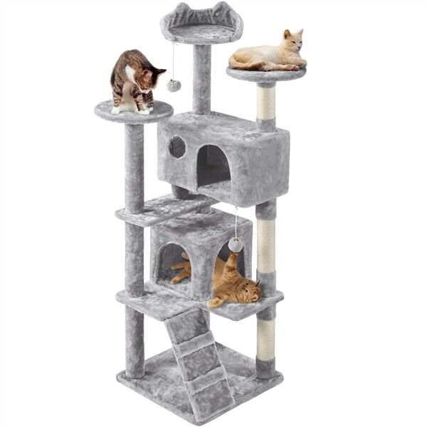 BRIGHTFAR Tall Cat Tree Activity Center, Cat Tower with Scratching Post ...
