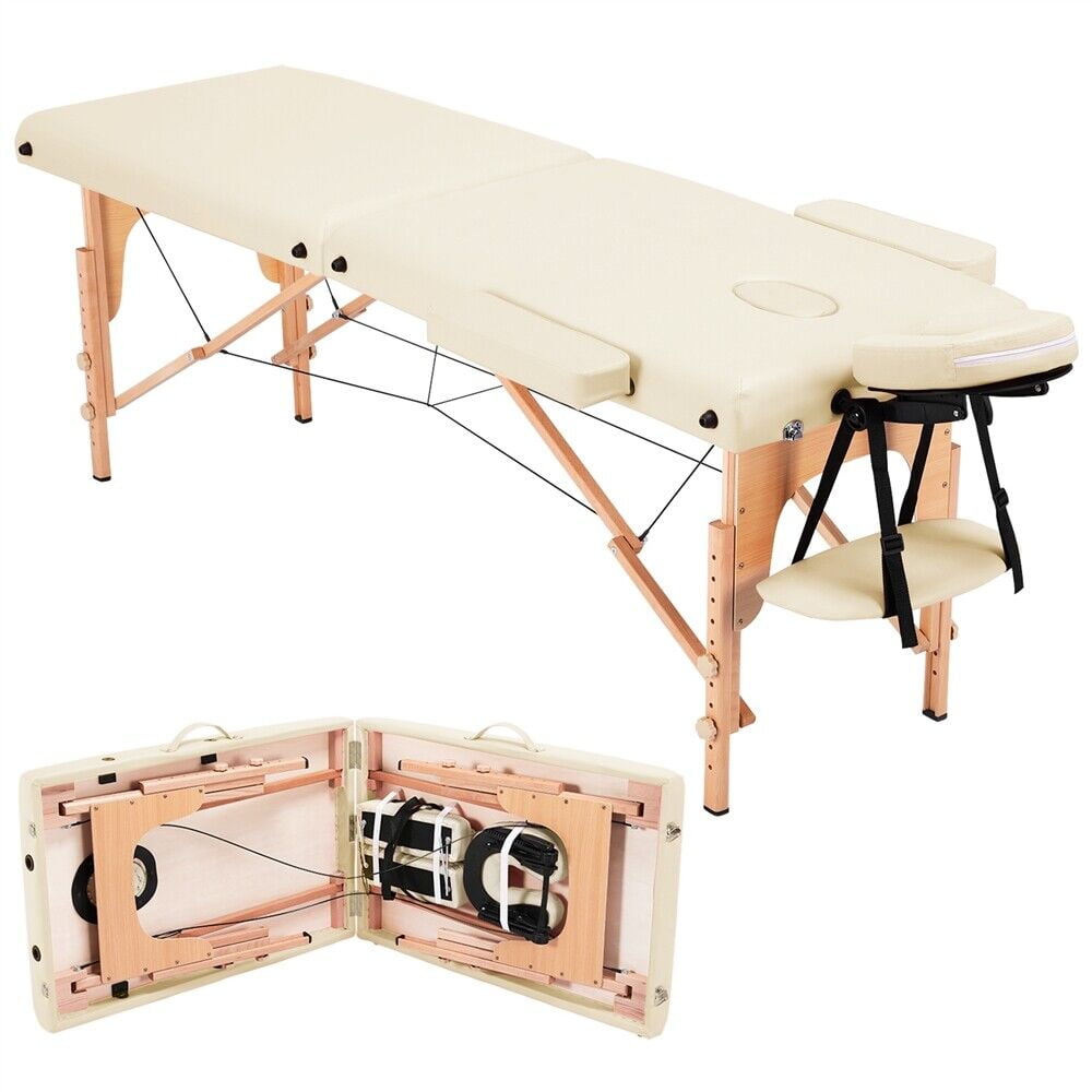 BRIGHTFAR Wooden Massage Table, Adjustable Portable Spa Table, Lashing ...