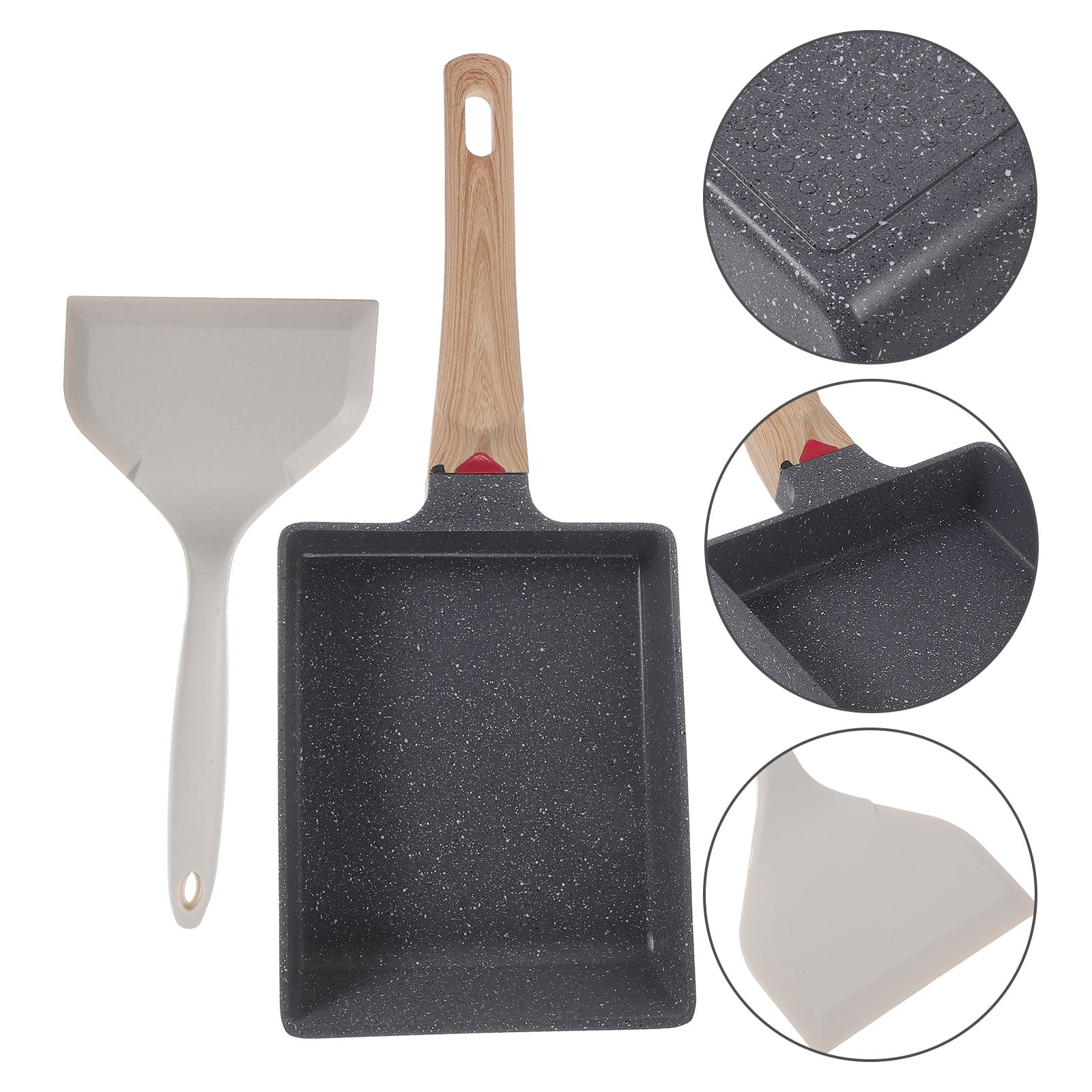 BRIGHTFUFU 1 Set Black Square Small Frying Pan with Non-Stick Coating ...