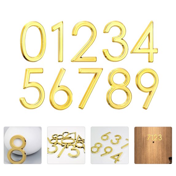BRIGHTFUFU 10 Pcs Door Numbers Golden ABS Rectangular Signs for General ...