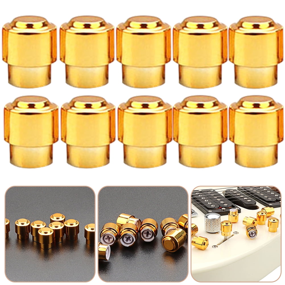 BRIGHTFUFU 10pcs Electric Guitar Caps Plastic Golden Round for Guitar ...