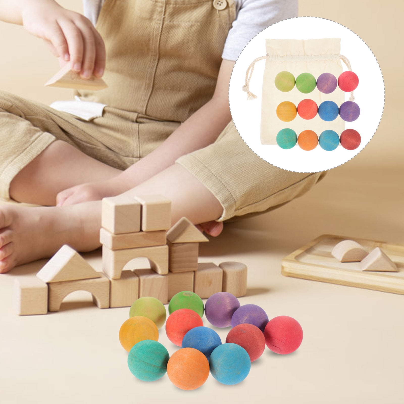 BRIGHTFUFU 12Set Toddler Color Sorting Toys Round Ball for Preschool Learning Activities ...