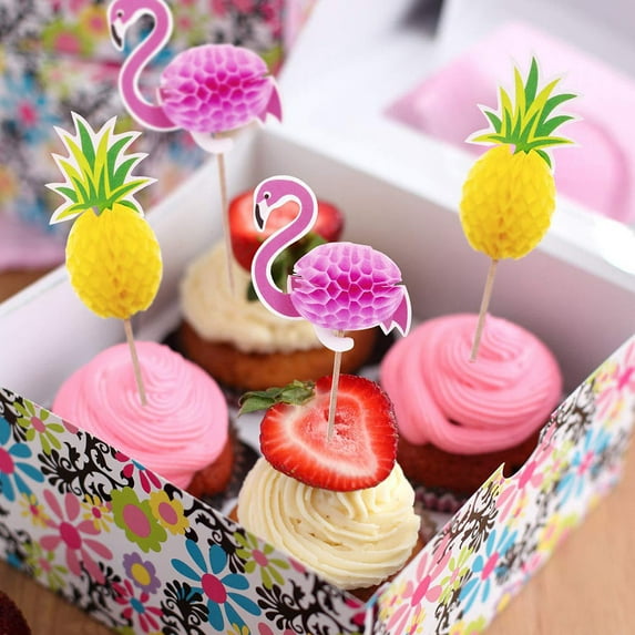 BRIGHTFUFU 19Pcs Hawaiian Party Accessories Paper Cake Decoration ...