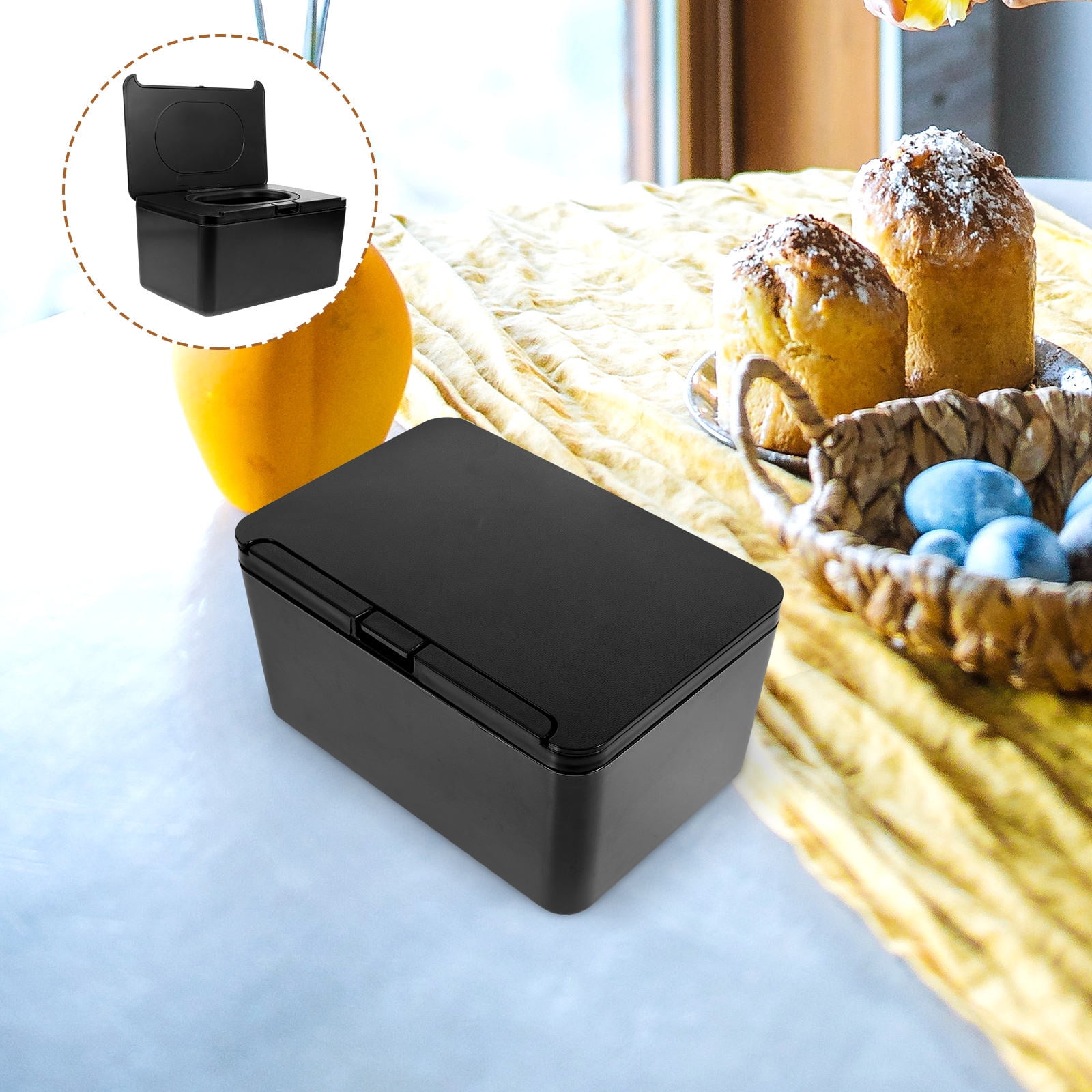 BRIGHTFUFU 1Pack Black Tissue Box Container With Sealed Design For Bar ...