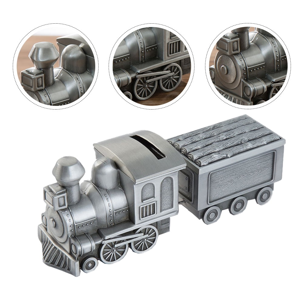 BRIGHTFUFU 1-Pack Cute Grey Money Pot Train Decoration for Home, Office ...