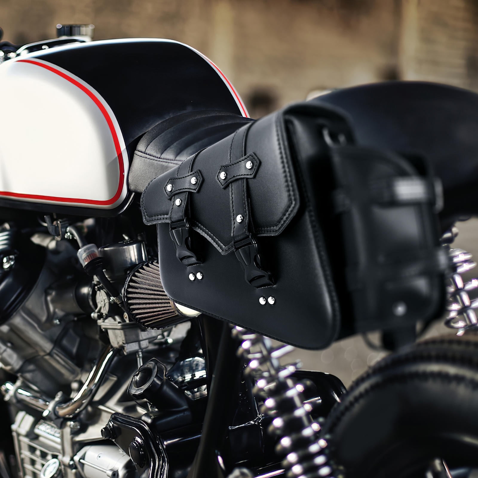 BRIGHTFUFU 1Pack Motorcycle Side Bag Black Storage Saddle Style ...