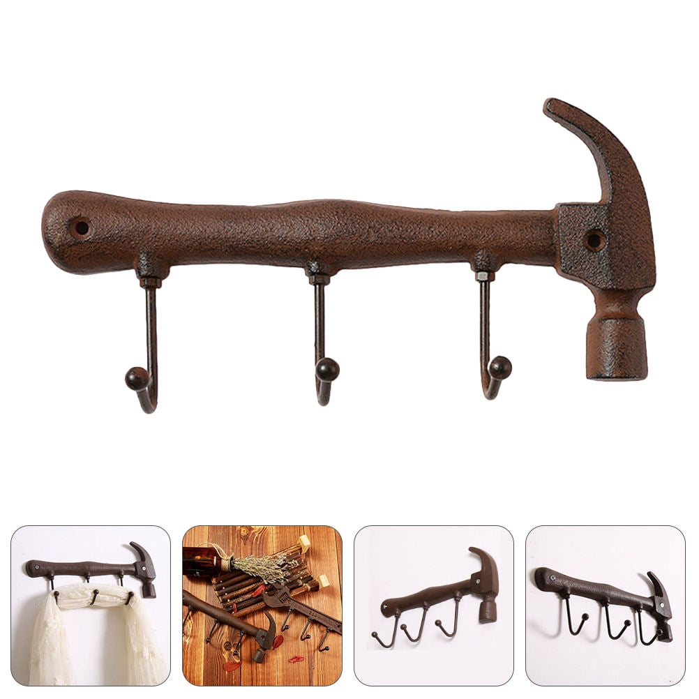 BRIGHTFUFU 1Pack Wall Hooks For Hanging Rustic Metal Hook Light Brown ...