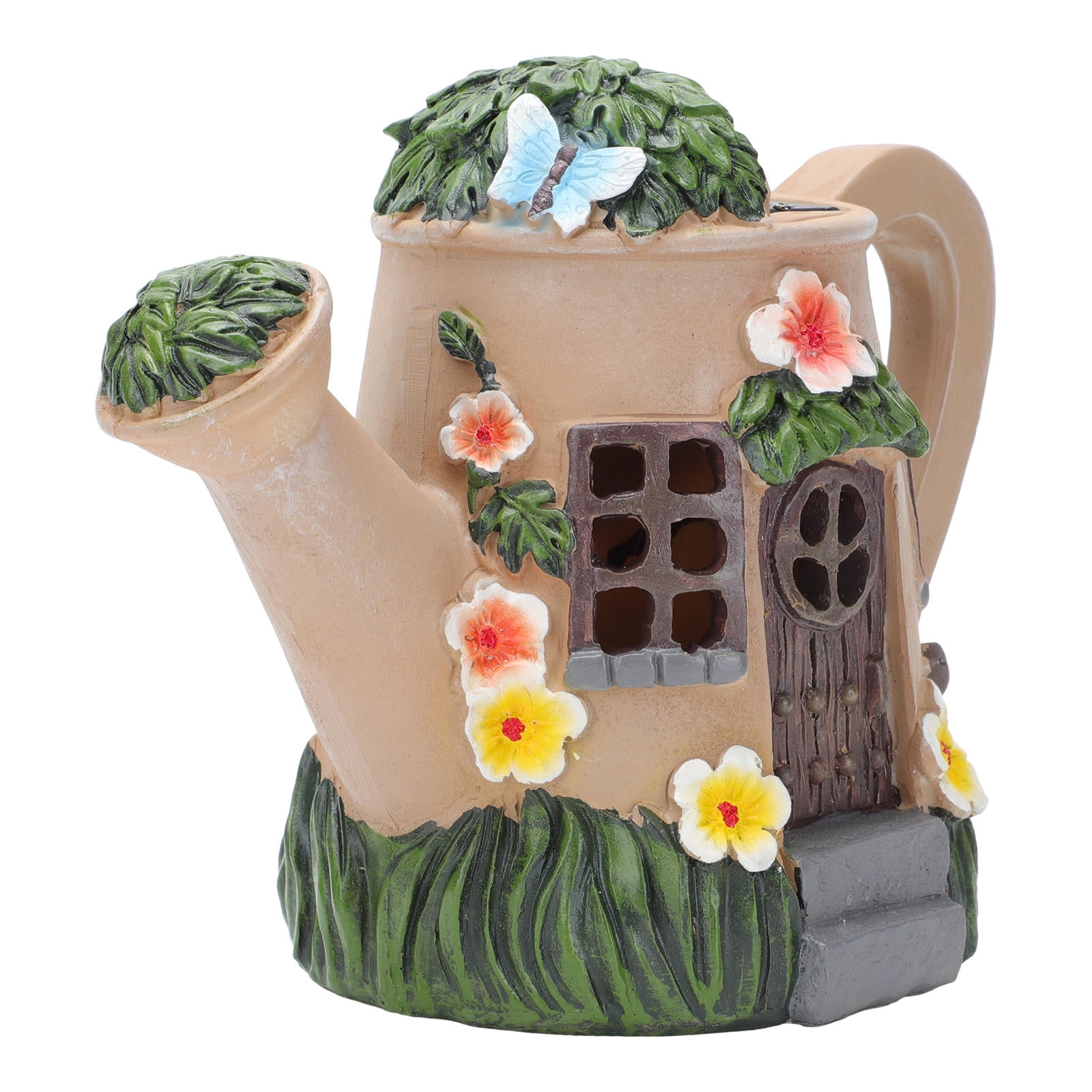BRIGHTFUFU 1Pc Durable Resin Craft Watering Can Decor with Solar ...