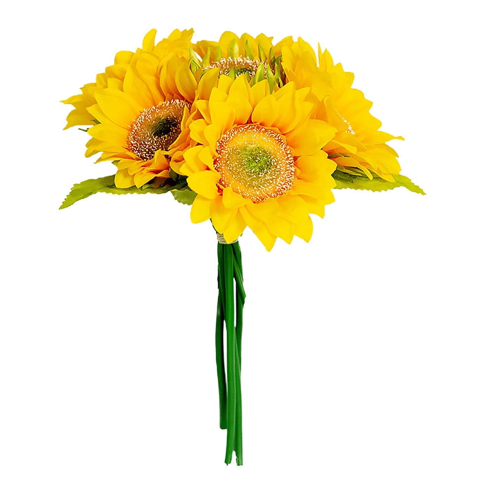 BRIGHTFUFU 1Pc Simulated Sunflower Bouquet Yellow Round Silk Cloth ...