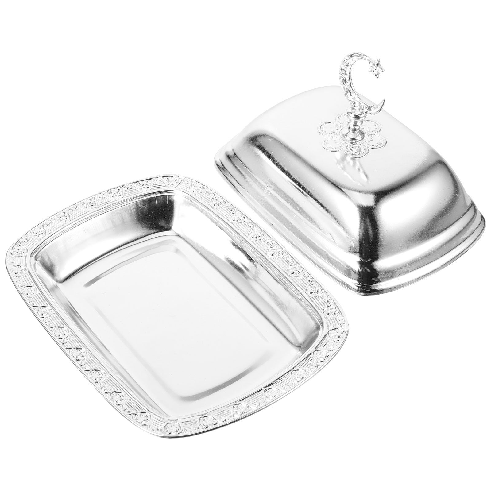 BRIGHTFUFU 1Set Household Cake Plate with Lid Metal Food Cover Elegant ...