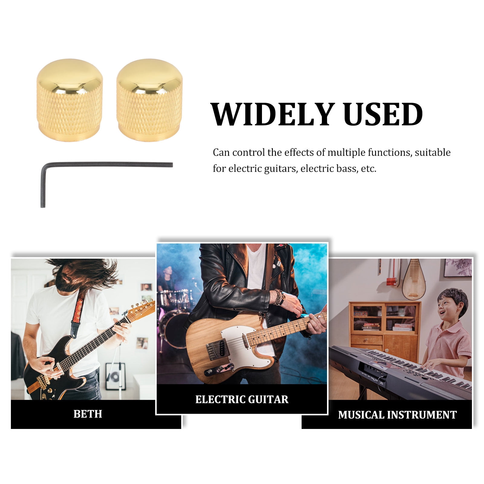 BRIGHTFUFU 1Set Practical Instrument Accessories Golden Guitar Knobs ...