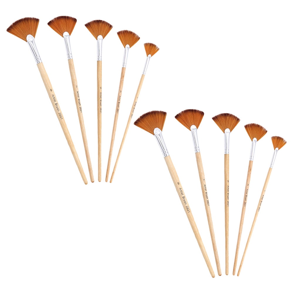 BRIGHTFUFU 2 Sets Simple and Fashionable Fan Paint Brushes for Adults ...