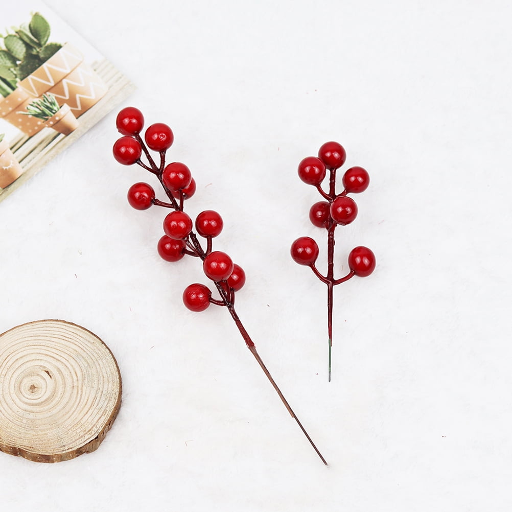 BRIGHTFUFU 20Pcs Artificial Red Berry Stems for Christmas Tree Decor ...