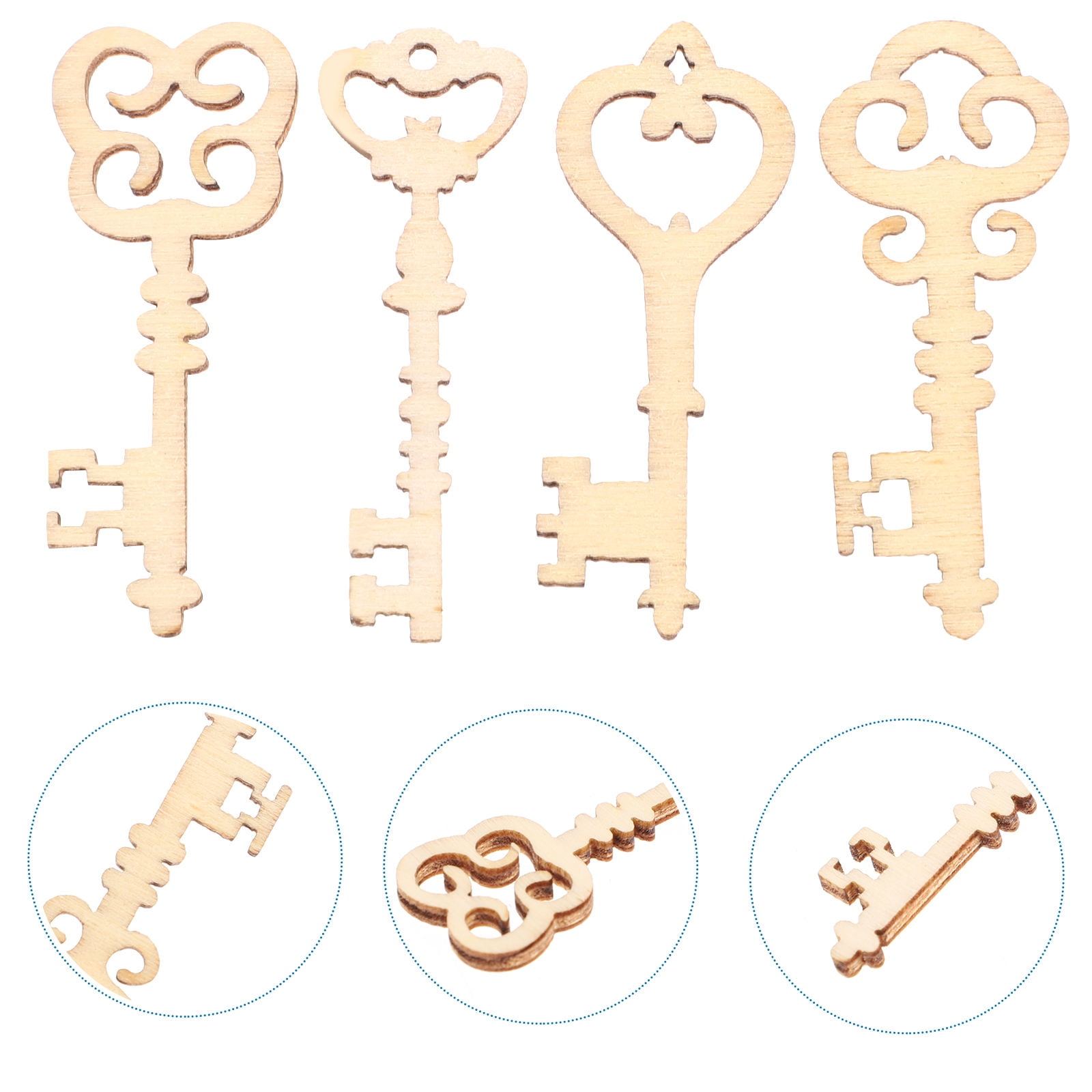 BRIGHTFUFU 20Set Mini Wooden Keys Wooden Key Craft Art Craft ...