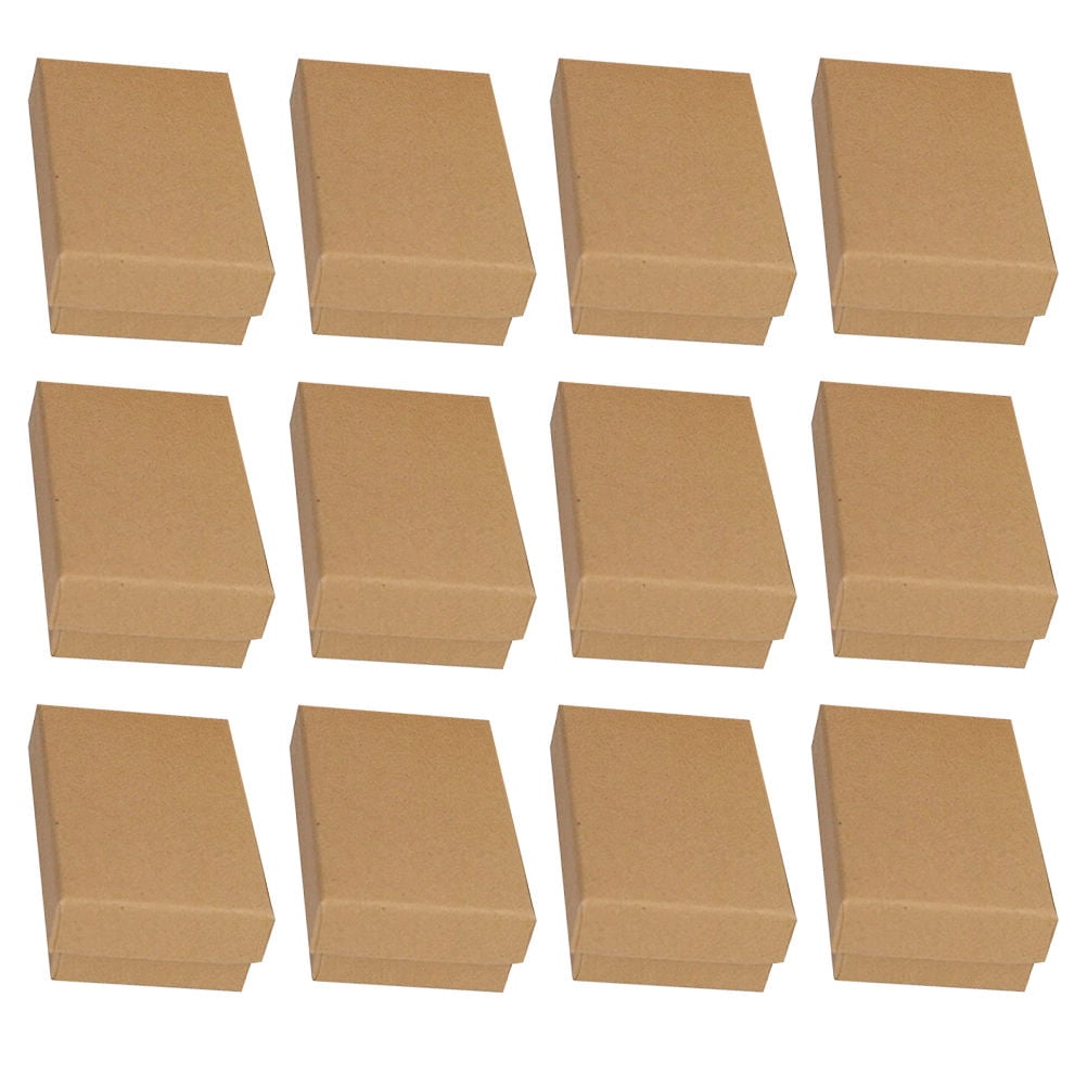 BRIGHTFUFU 24Pcs Jewelry Packaging Box Light Brown Kraft Paper Retro ...