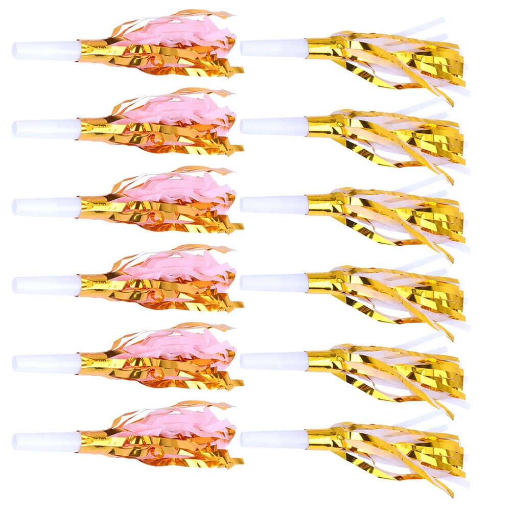 BRIGHTFUFU 24Pcs Plastic Tassel Blow Whistles Eye Catching Party Prop ...