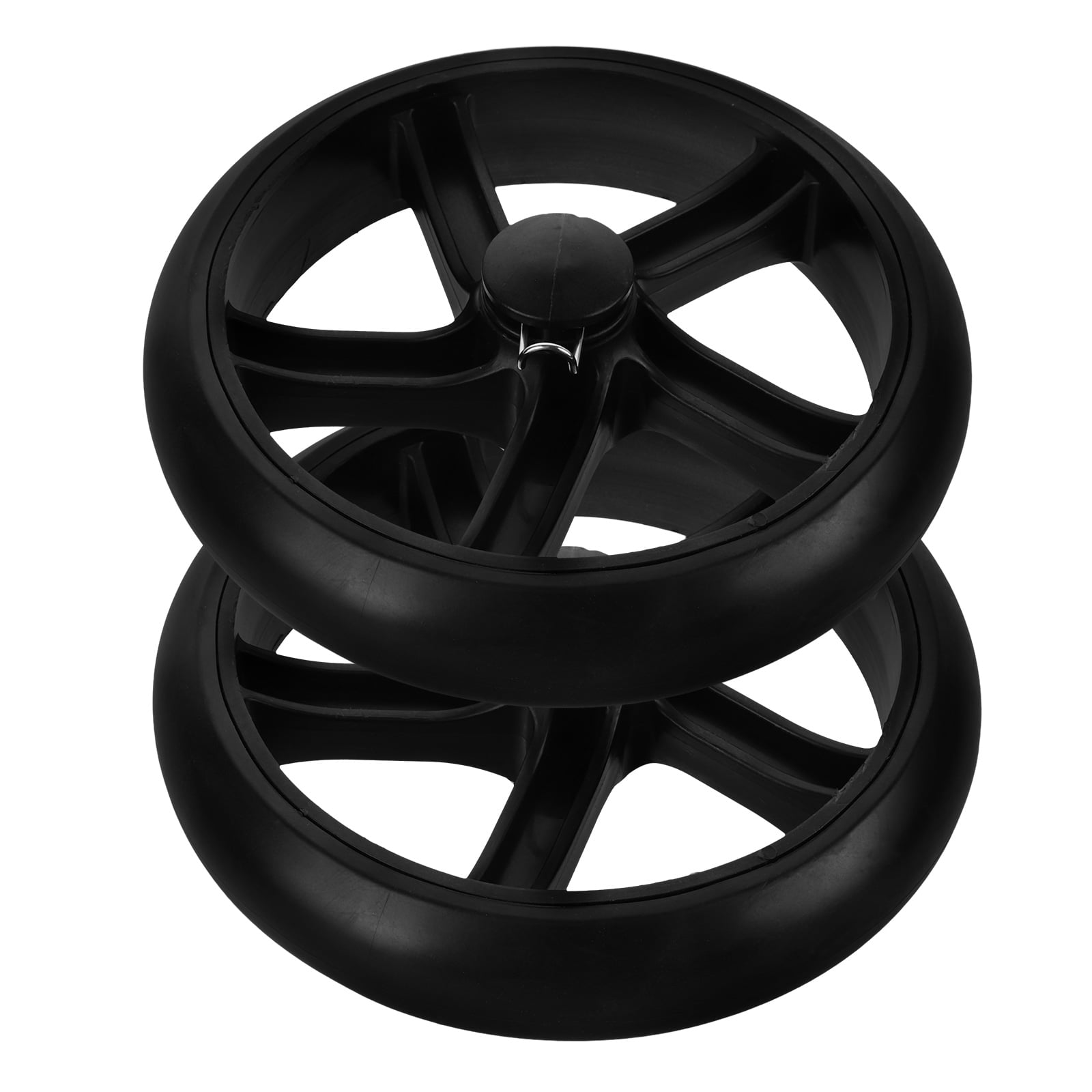 BRIGHTFUFU 2-Pack 6.1-Inch Black Plastic PU Metal Round Wheels for ...