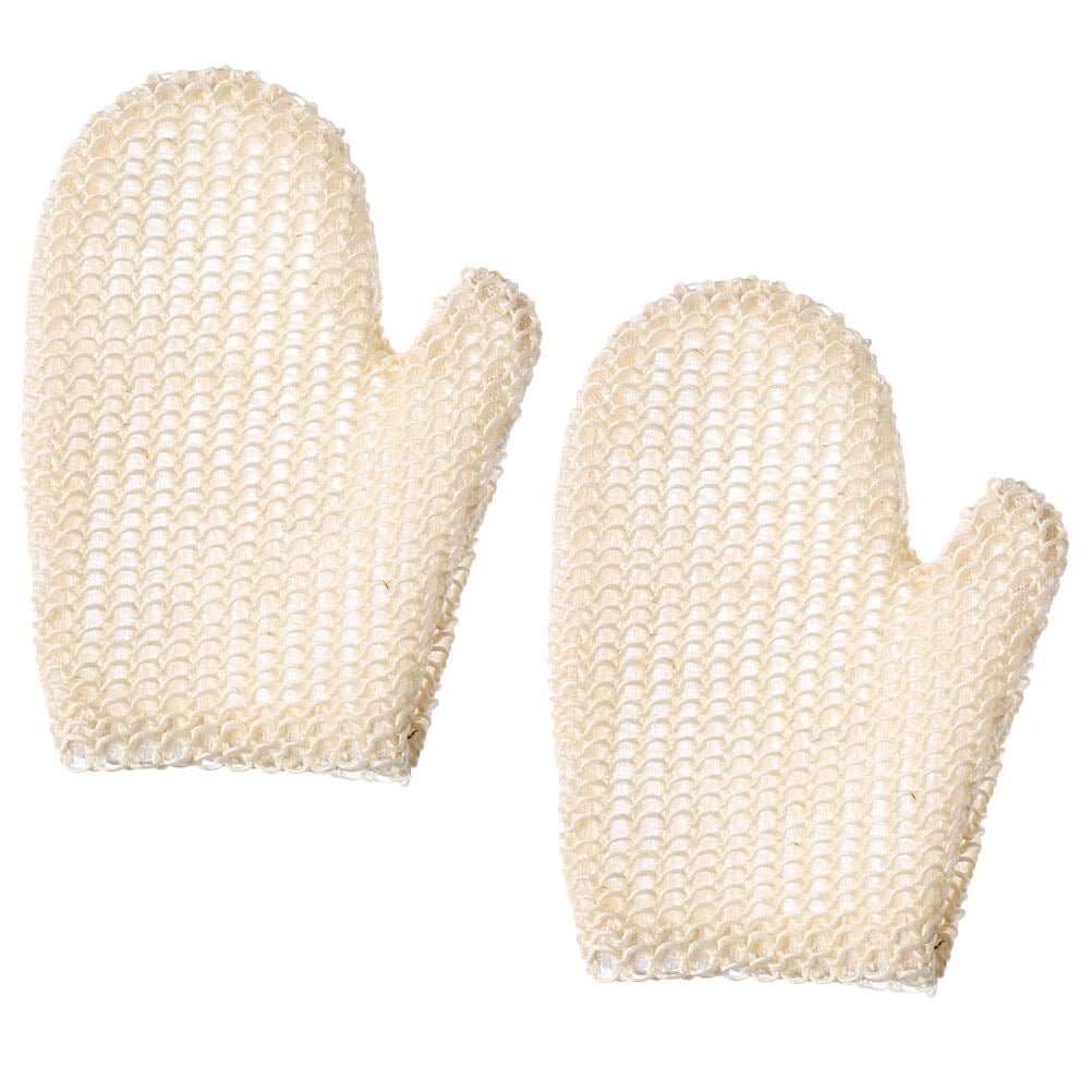 BRIGHTFUFU 2Pcs Body Shower Glove Beige Color 7.9x6.3in Sisal ...