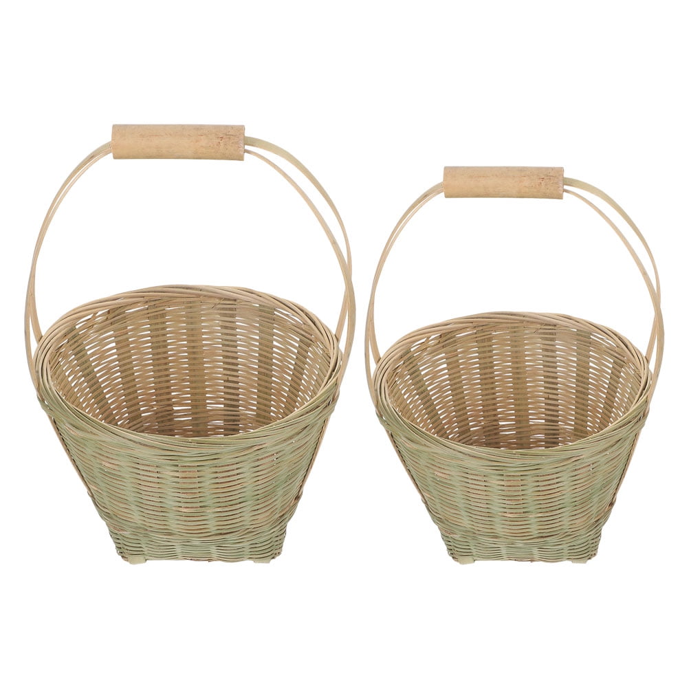 BRIGHTFUFU Sturdy Beige Bamboo Picnic Baskets with Handle for Decor ...
